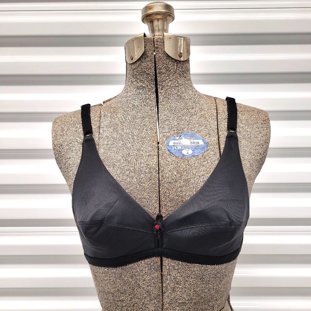 Vintage 1950s Carnival Black Lingerie Bra 34 A - Gem